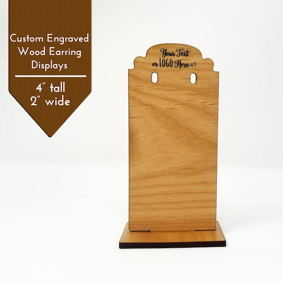 Custom Earring Display Wood Stand Add Logo & Text Craft - Etsy