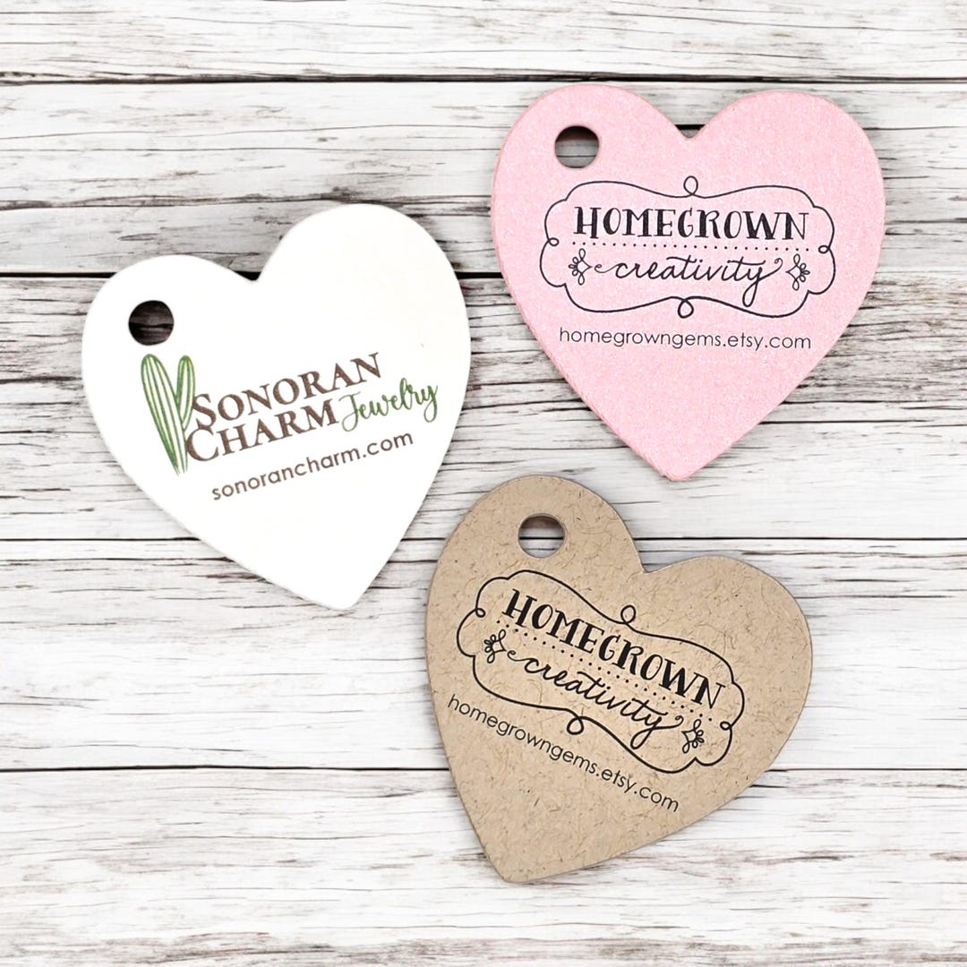 180 TAGS | 1.5"x1.5" | Heart Shape Customized Small Price Tags Jewelry ...