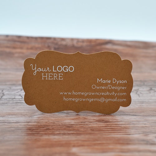 Custom Business Cards With Your Logo and Text Ornate Cut | Etsy