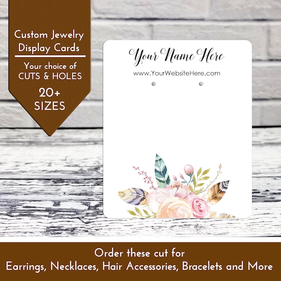 Custom Jewelry Display Cards 20 SIZES Feathers Flowers | Etsy