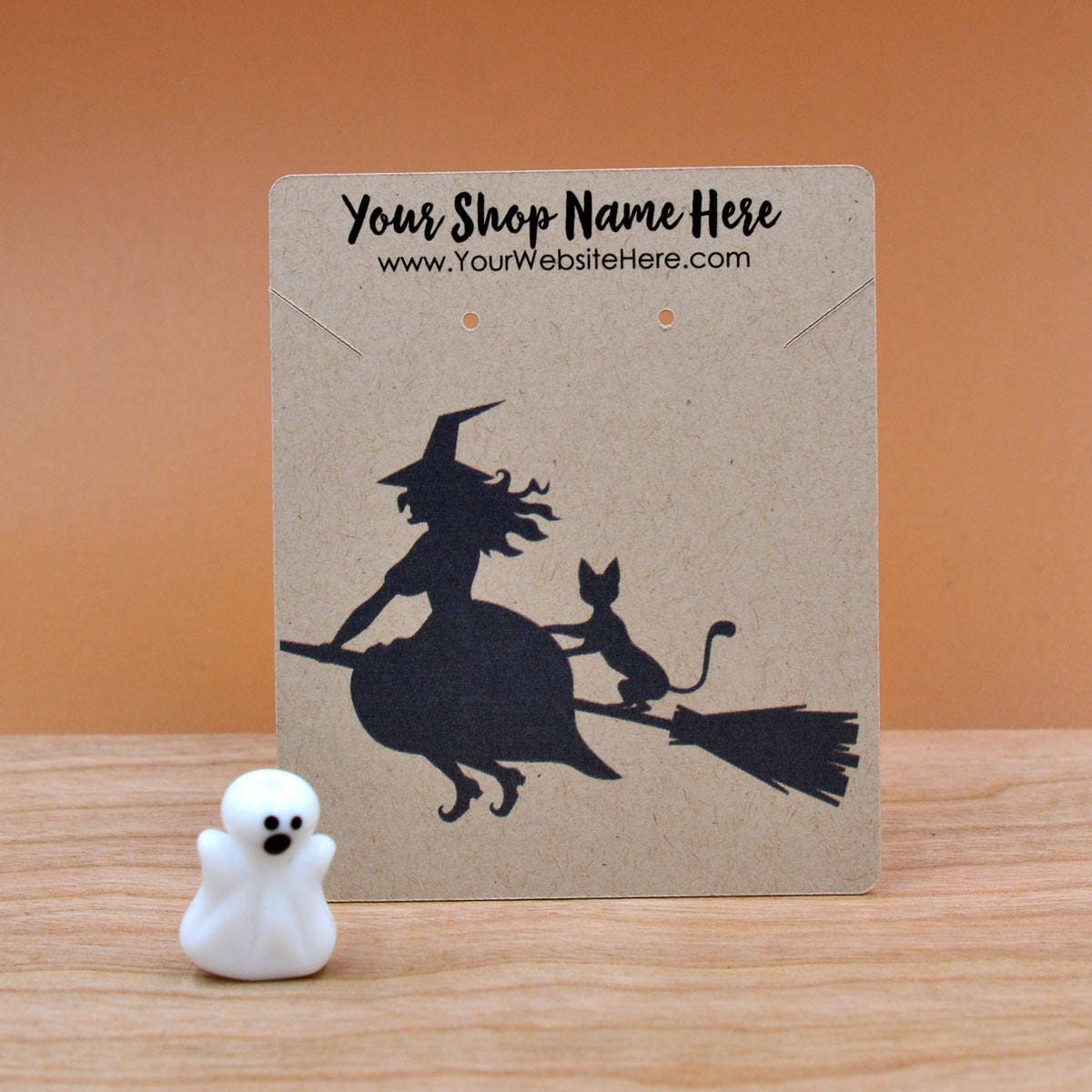 Customize Jewelry Display Cards Halloween Witch on Broom - Etsy