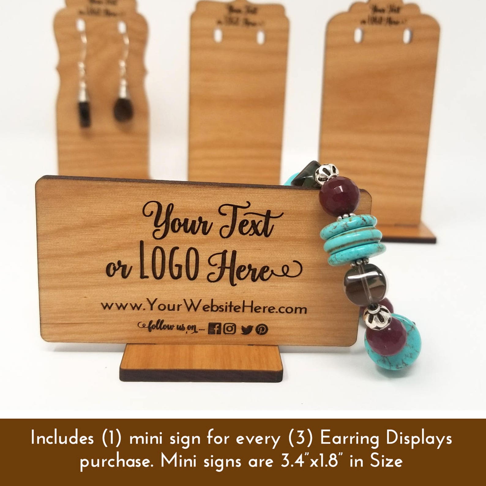 Custom Earring Display Wood Stand | Add Logo & Text | Craft Show ...