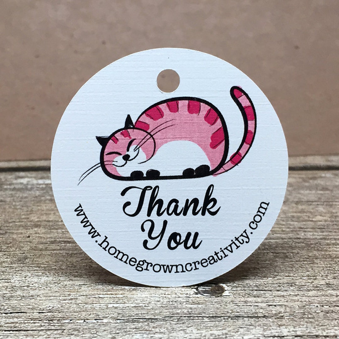 Pink Fat Cat Kitty Thank You Tags - Hang Tag - Product Packaging - Gift ...