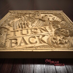 Scary Turn Back Halloween Sign | 3D Relief STL File for CNC Router ...