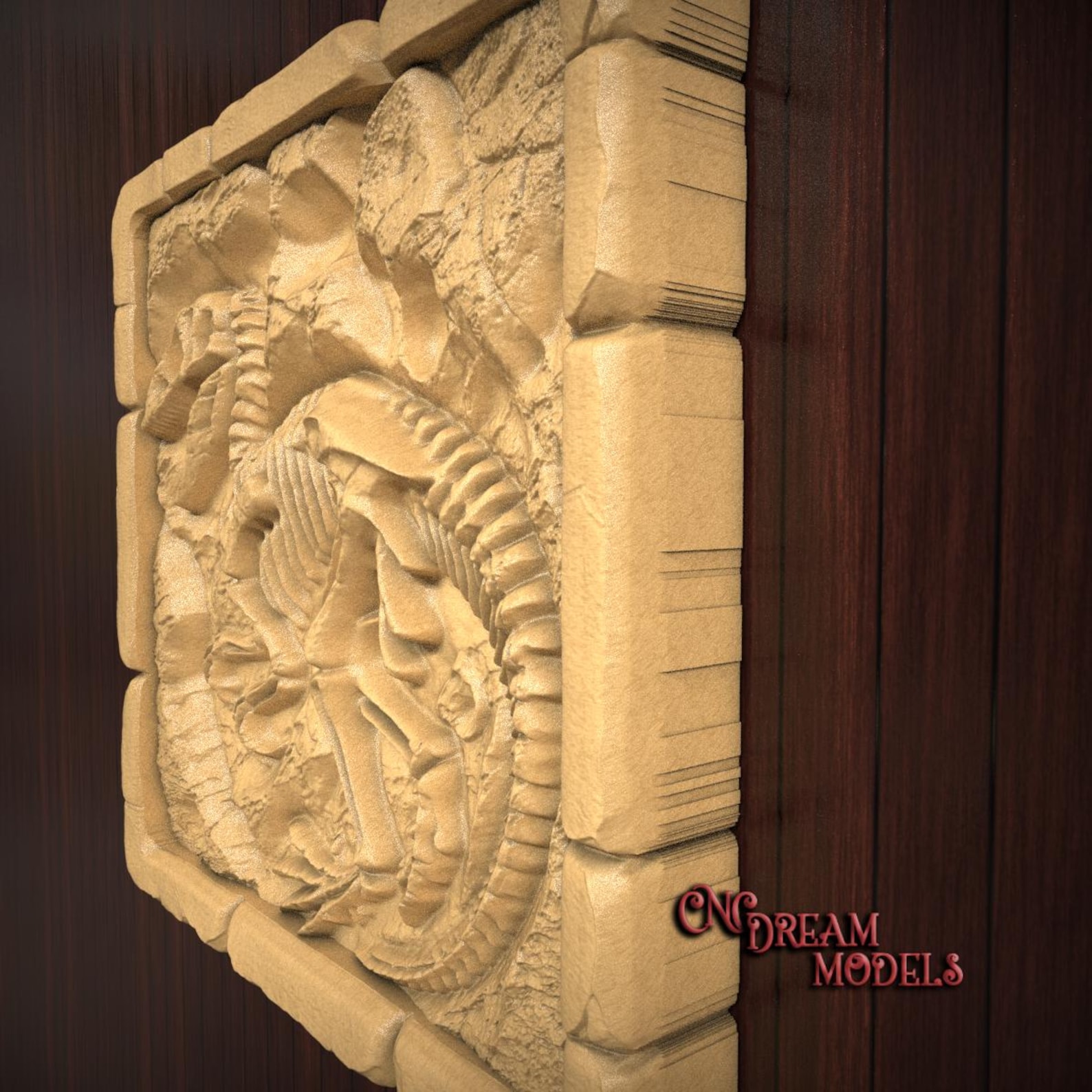 Dinosaur Fossil Relief 3D STL File for CNC Router Carving or 3D Resin ...