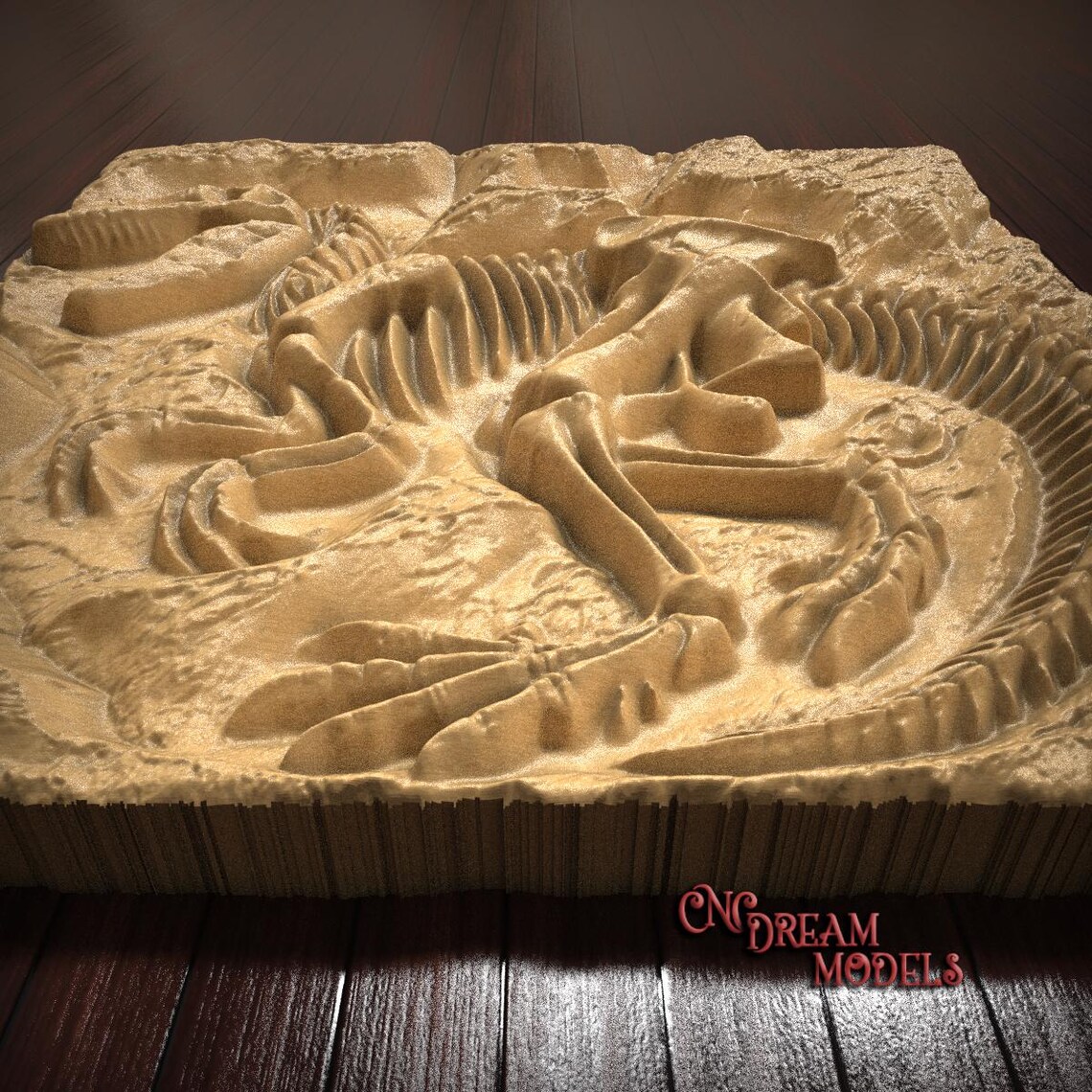 Dinosaur Fossil Relief 3D STL File for CNC Router Carving or 3D Resin ...