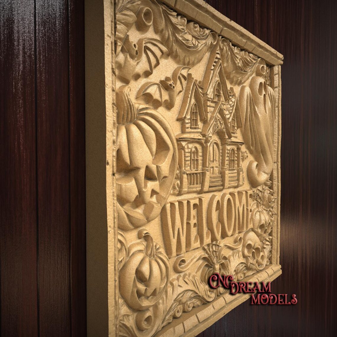 Scary Halloween Welcome Sign | 3D Relief STL File for CNC Router ...