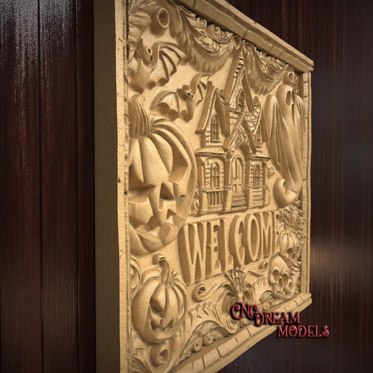 Scary Halloween Welcome Sign | 3D Relief STL File for CNC Router ...