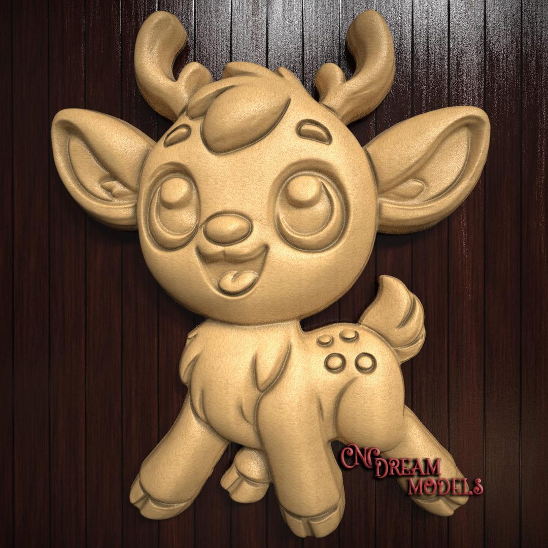 Cute Baby Deer 3D Relief CNC Router Carving File | STL File for Cnc ...