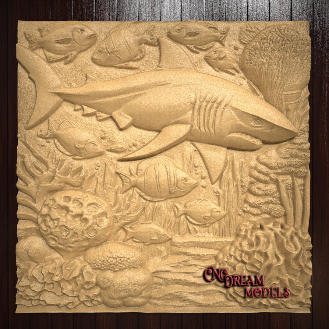 Shark | Underwater Scene | CNC Router Carving File | STL File for Cnc ...