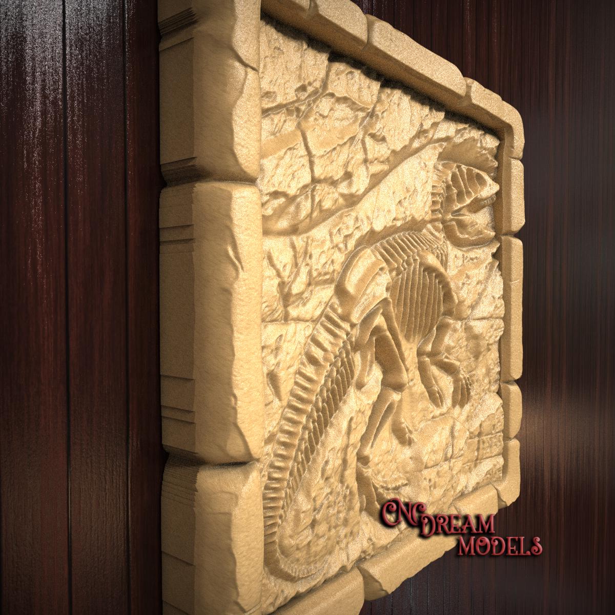 Dinosaur Fossil Relief 3D STL File for CNC Router Carving or 3D Resin ...