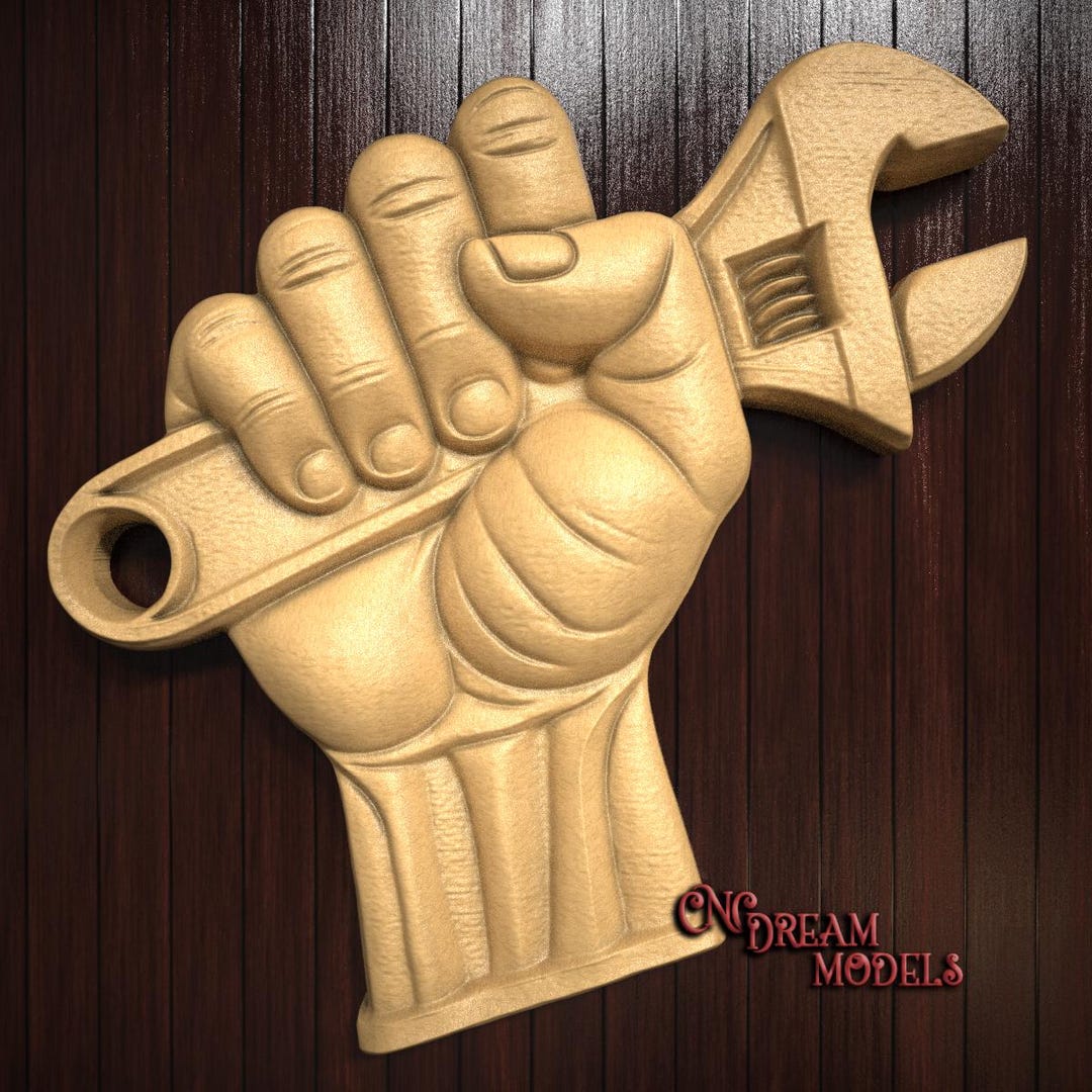 Fist Holding Wrench 3D STL Relief File for CNC Router Carving or 3D ...