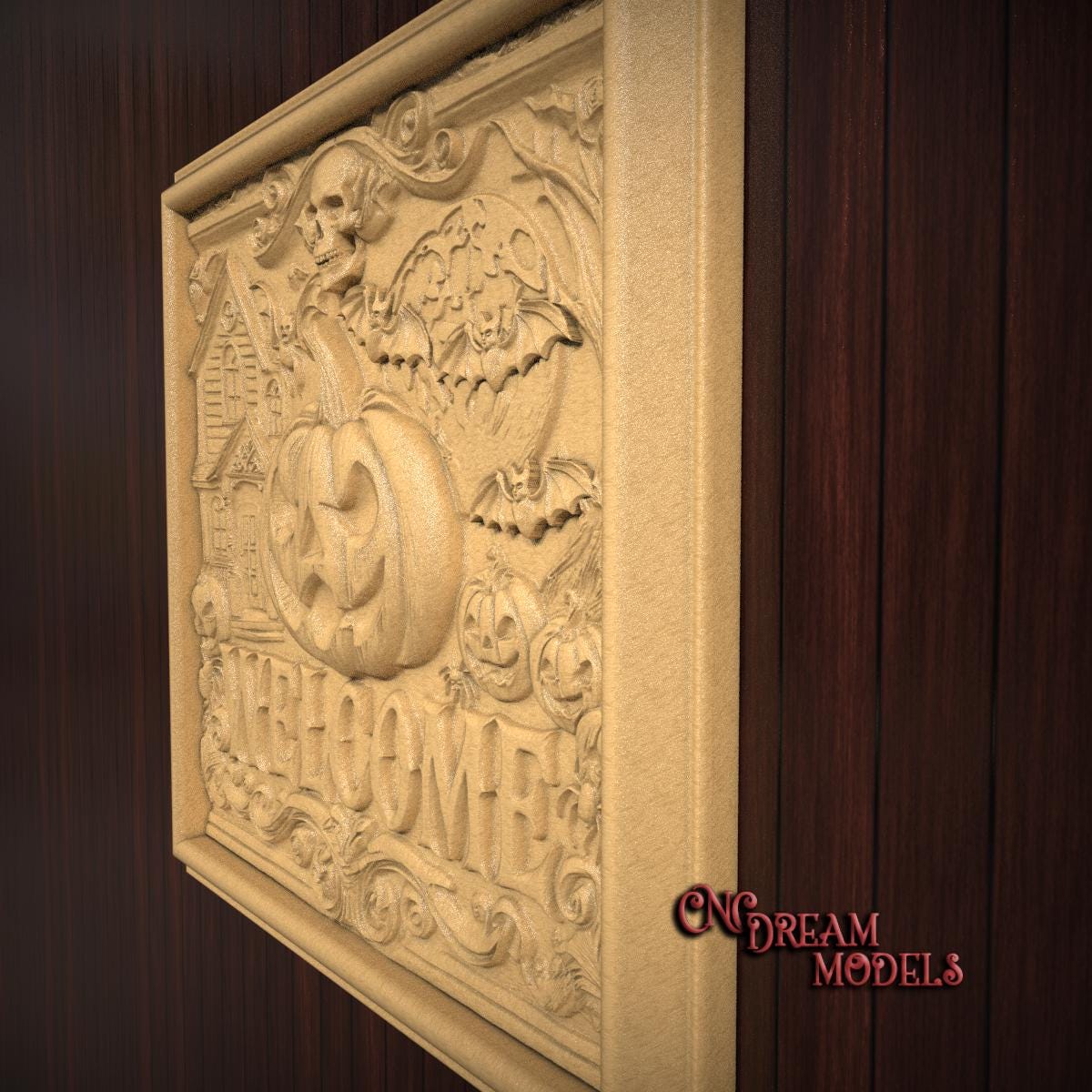 Halloween Welcome Sign | 3D Relief STL File for CNC Router Carving ...