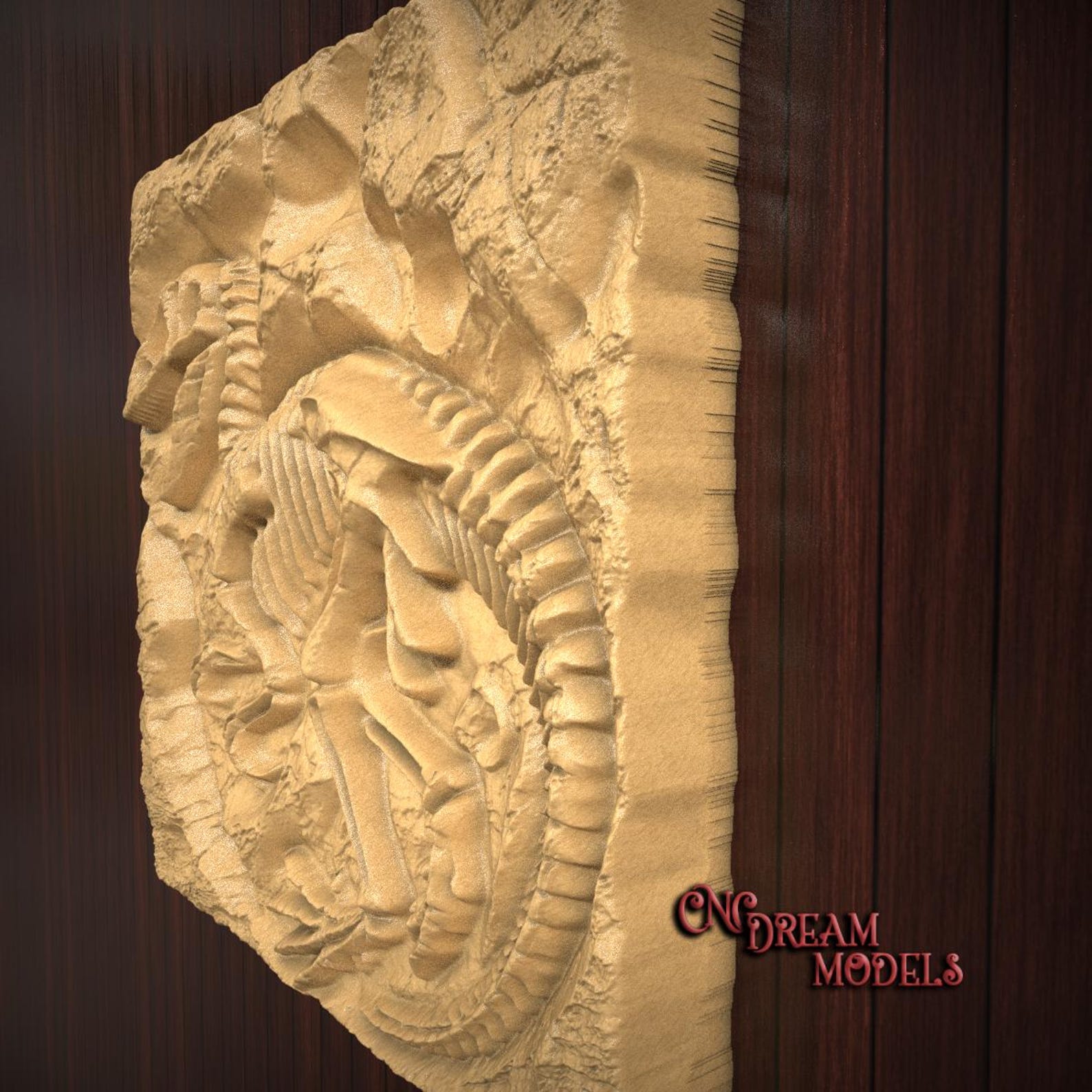 Dinosaur Fossil Relief 3D STL File for CNC Router Carving or 3D Resin ...