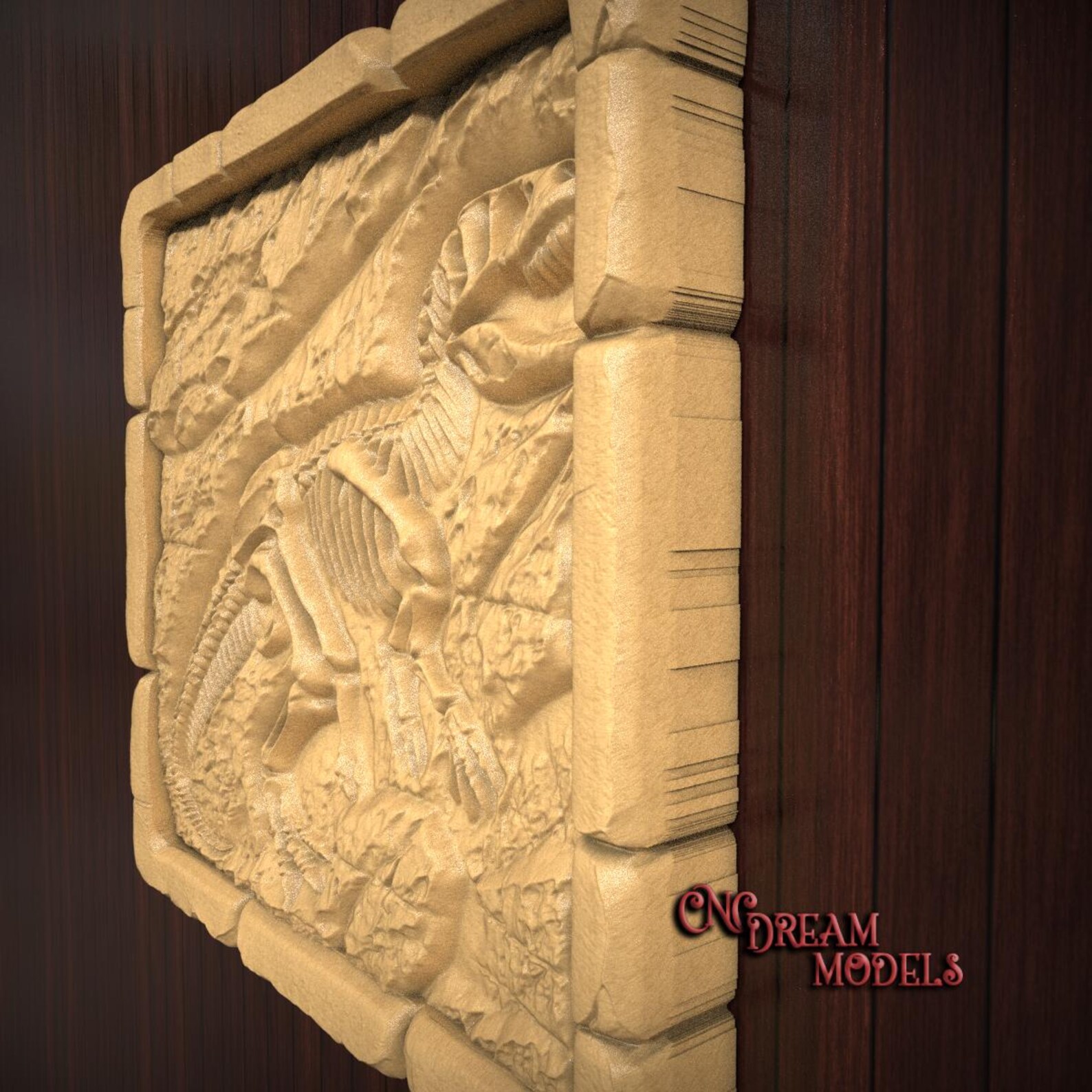 Dinosaur Fossil Relief 3D STL File for CNC Router Carving or 3D Resin ...