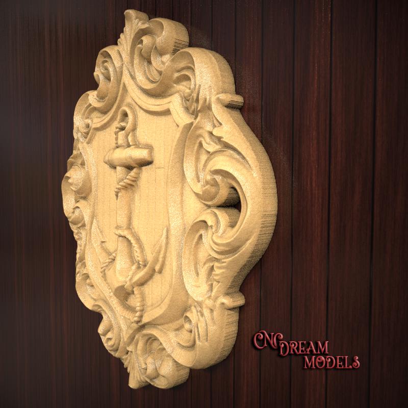 Nautical Anchor 3D Relief STL File for CNC Router Carving or 3D Resin ...