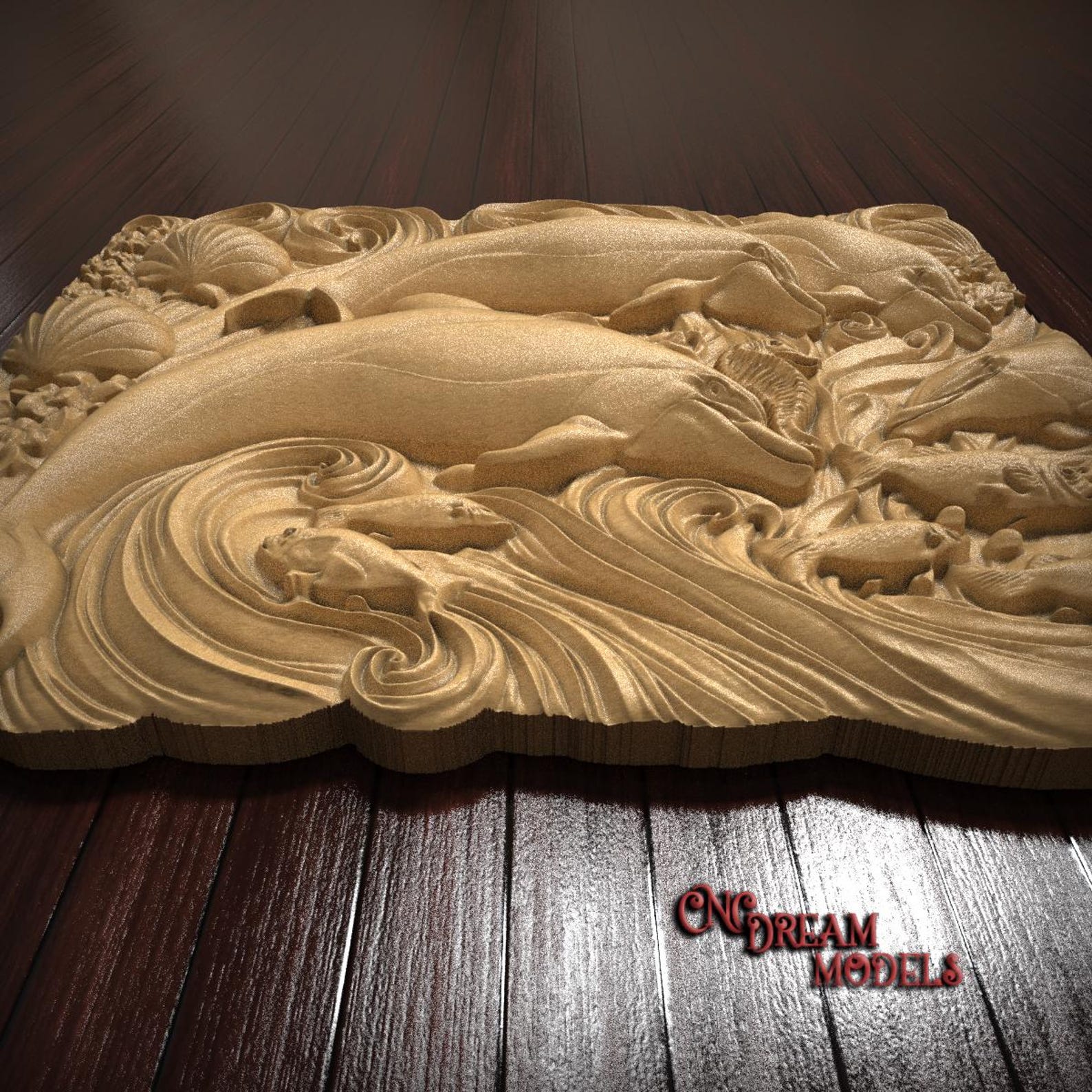 Dolphin Wall Art, 3D Relief CNC Router Carving File | STL Relief File ...
