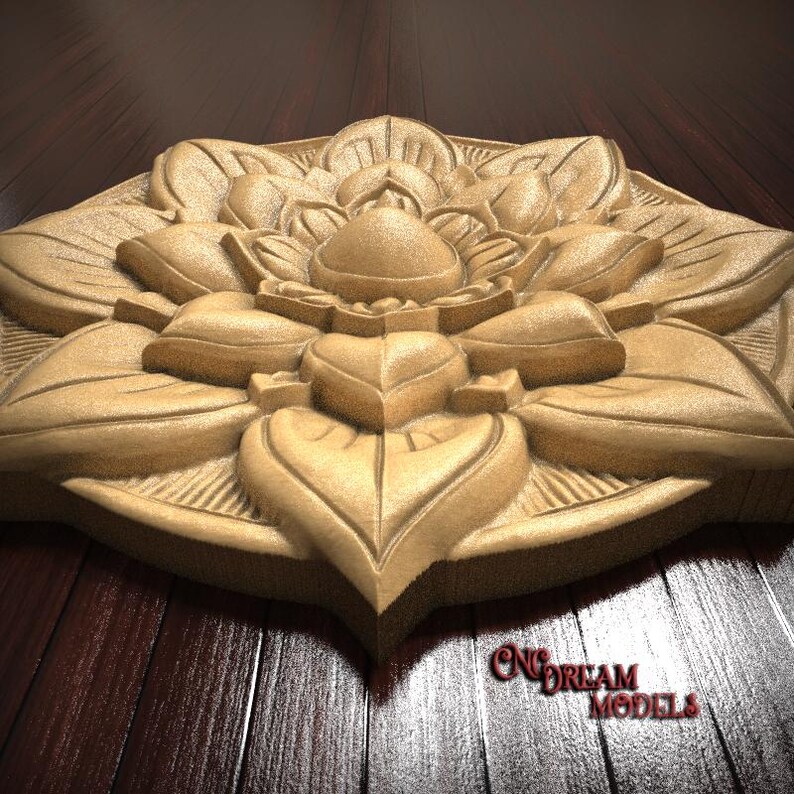 Mandala Flower 3D Relief STL File for CNC Router Carving or 3D Resin ...
