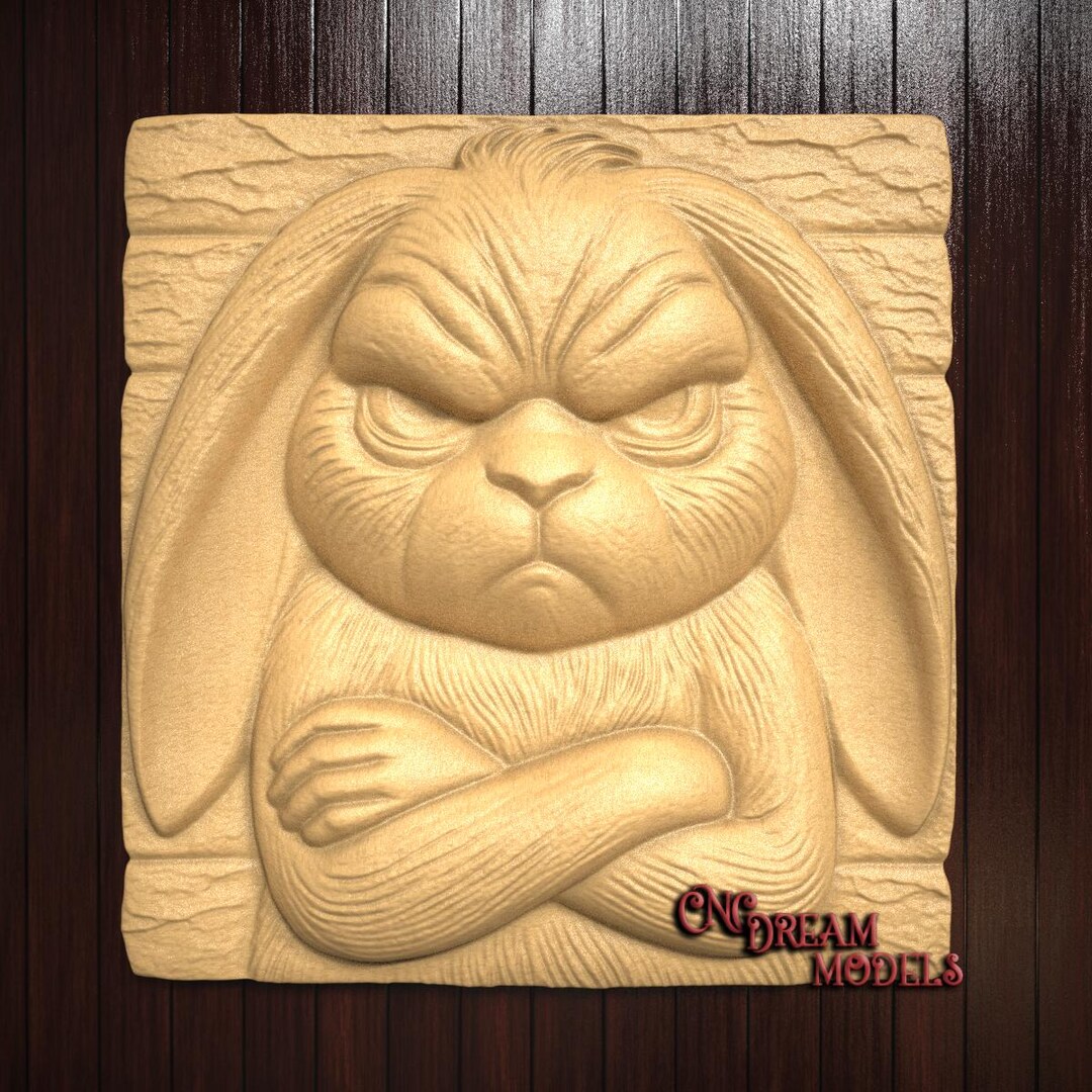 Grumpy Old Rabbit 3D Relief CNC Router Carving File STL File for Cnc ...