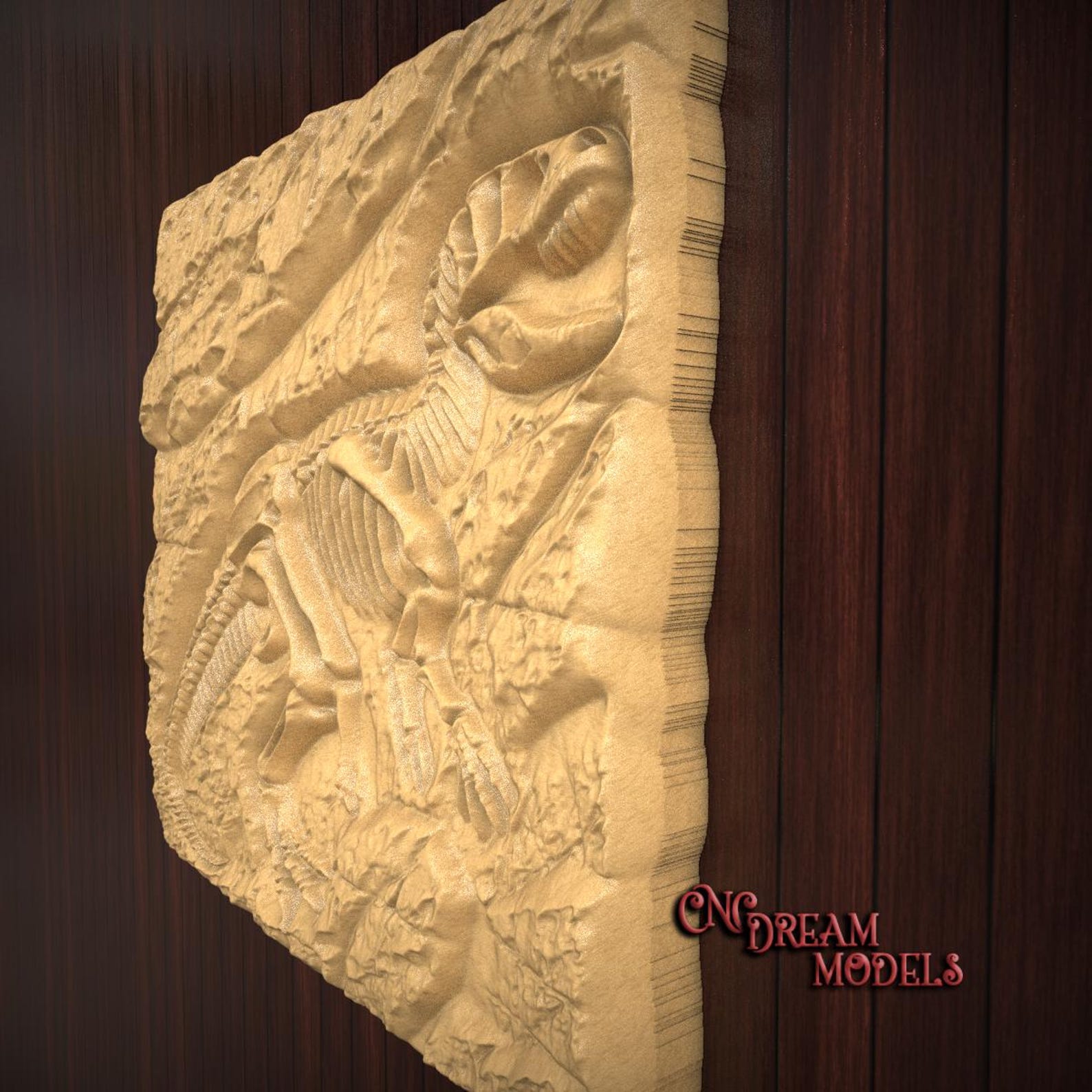 Dinosaur Fossil Relief 3D STL File for CNC Router Carving or 3D Resin ...