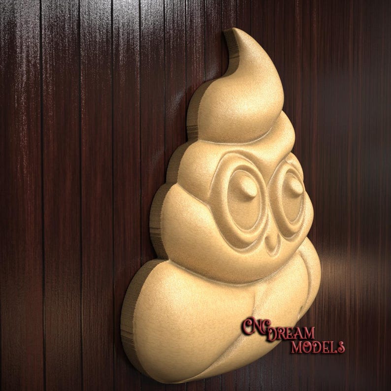 Smiling Poop Emoji 3D STL Relief File for CNC Router Carving or 3D ...