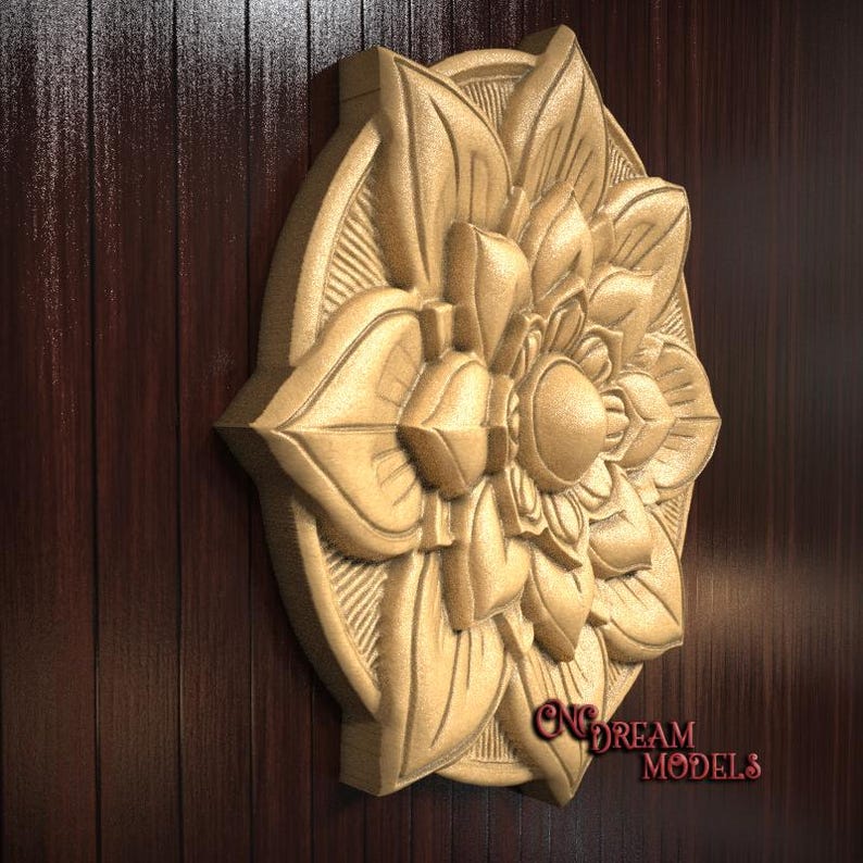 Mandala Flower 3D Relief STL File for CNC Router Carving or 3D Resin ...