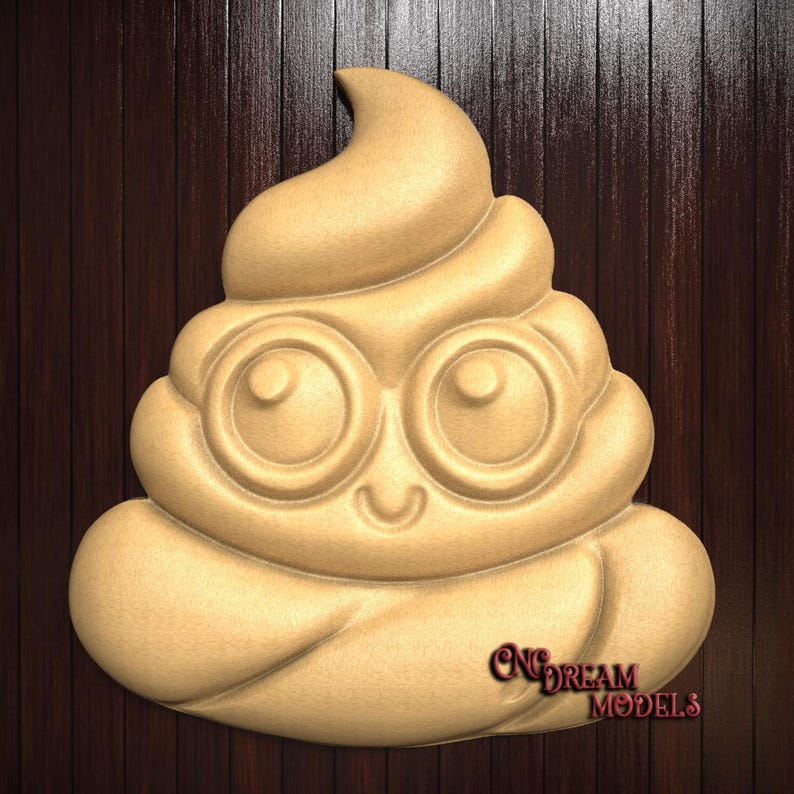 Smiling Poop Emoji 3D STL Relief File for CNC Router Carving or 3D ...