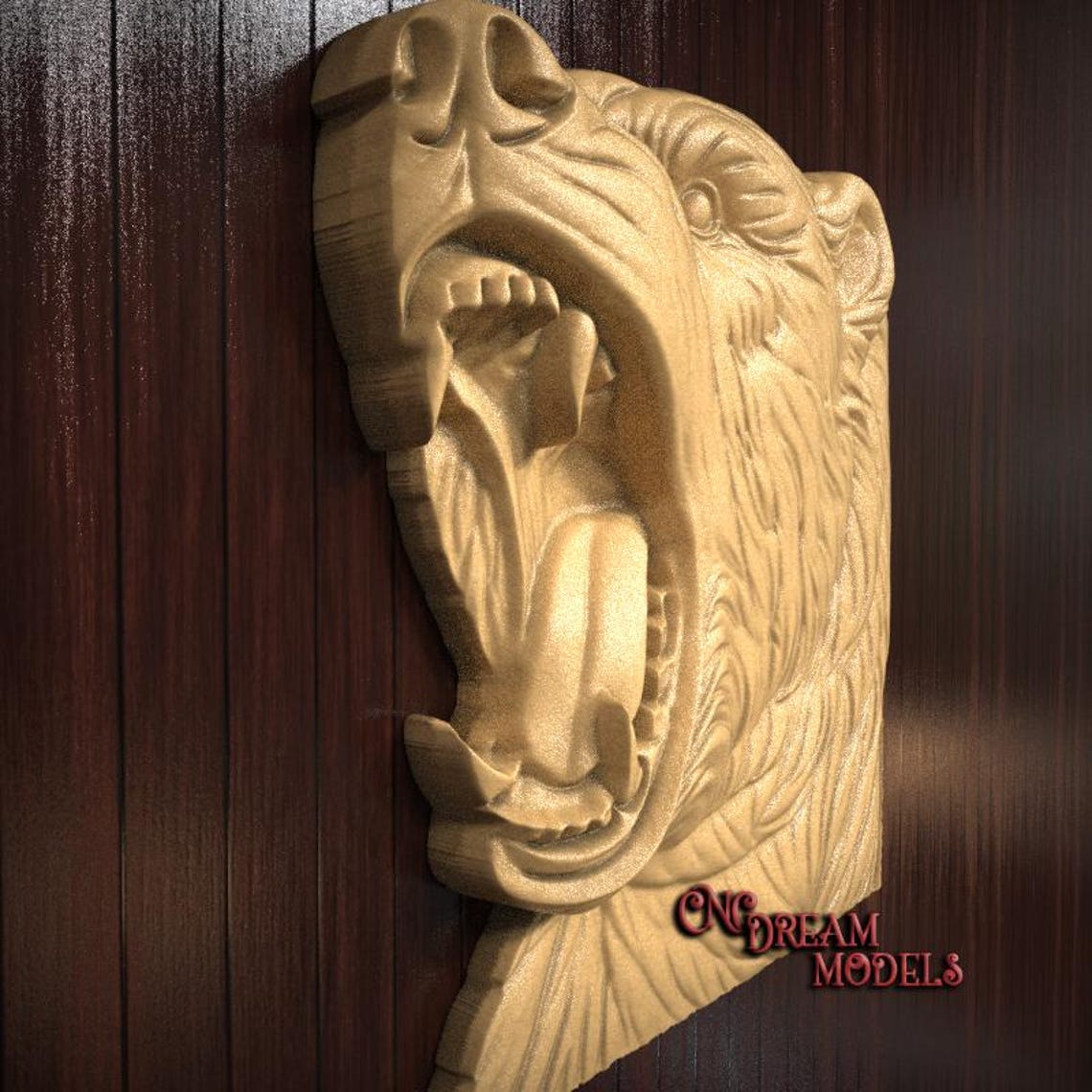 Roaring Bear 3D Relief STL File for CNC Router Carving or 3D Resin ...