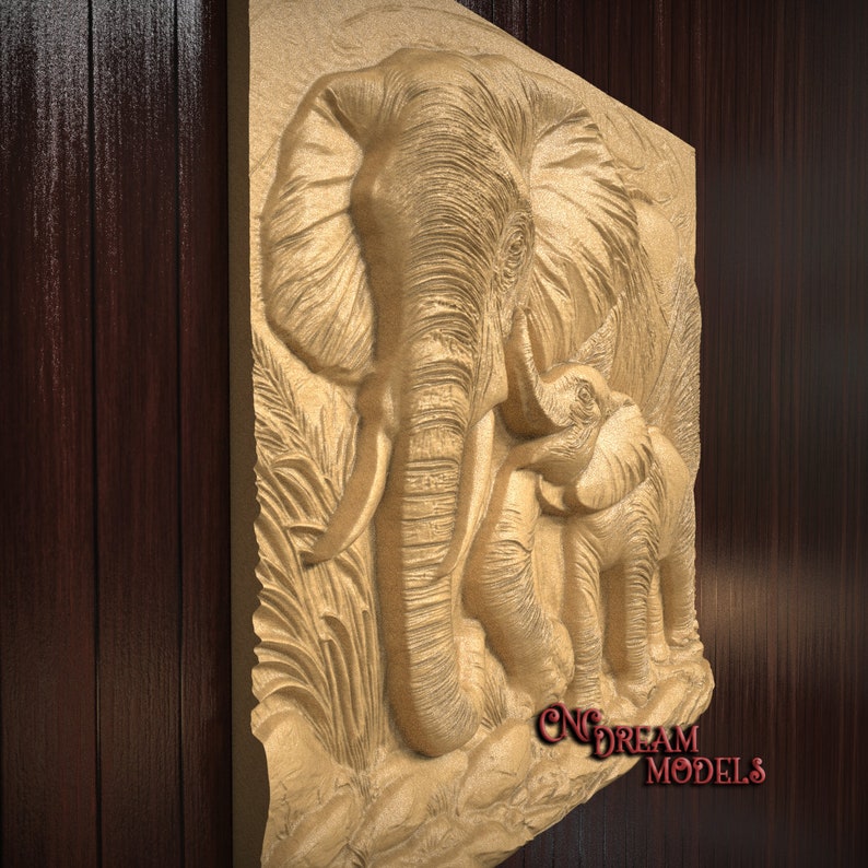 Elephant and Calf| CNC Router Carving File | STL File for Cnc | Vcarve ...