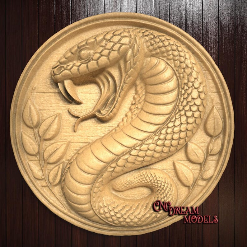 Snake 3D Relief CNC Router Carving File | STL File for Cnc | Vcarve ...