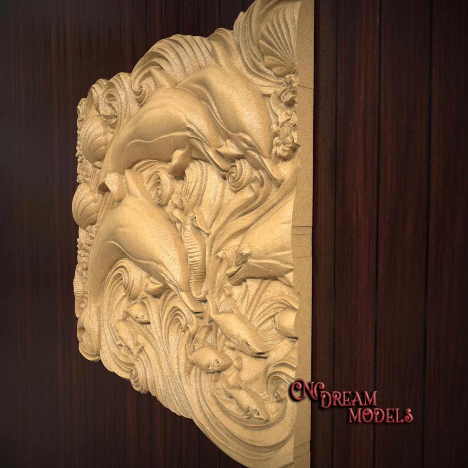 Dolphin Wall Art, 3D Relief CNC Router Carving File | STL Relief File ...