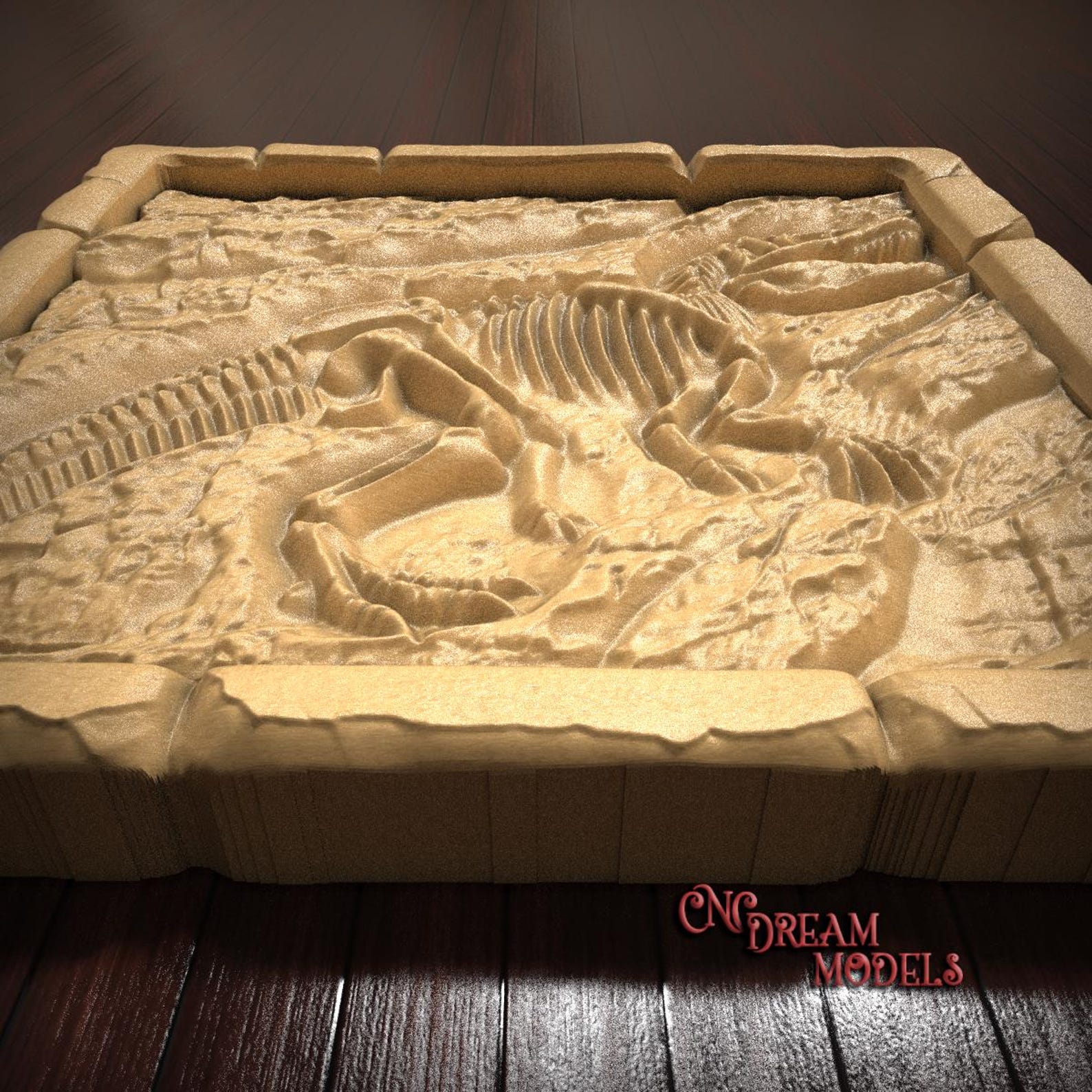Dinosaur Fossil Relief 3D STL File for CNC Router Carving or 3D Resin ...