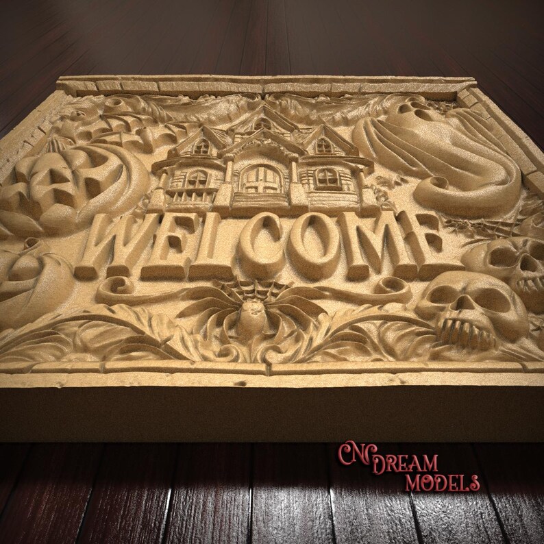 Scary Halloween Welcome Sign | 3D Relief STL File for CNC Router ...