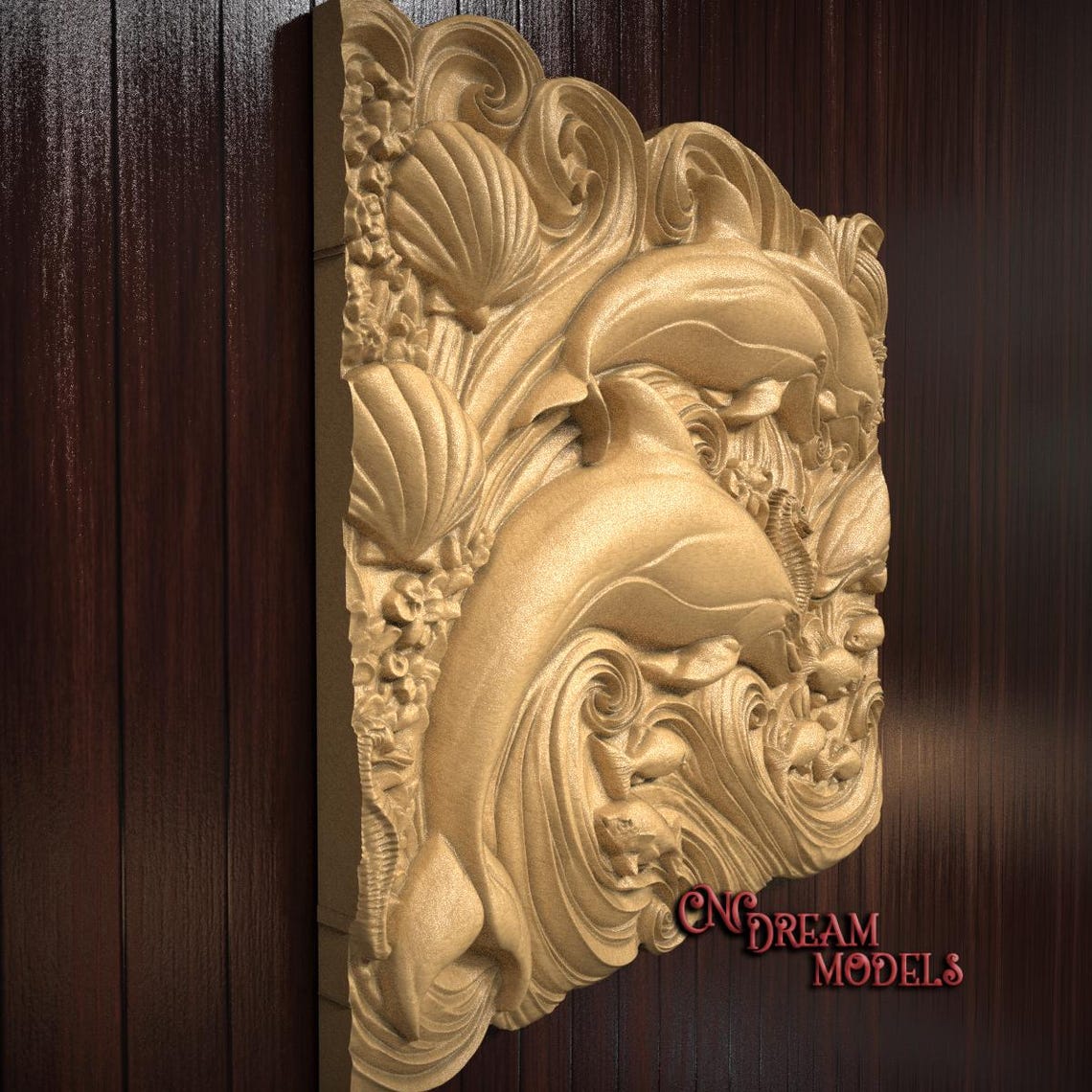 Dolphin Wall Art, 3D Relief CNC Router Carving File | STL Relief File ...