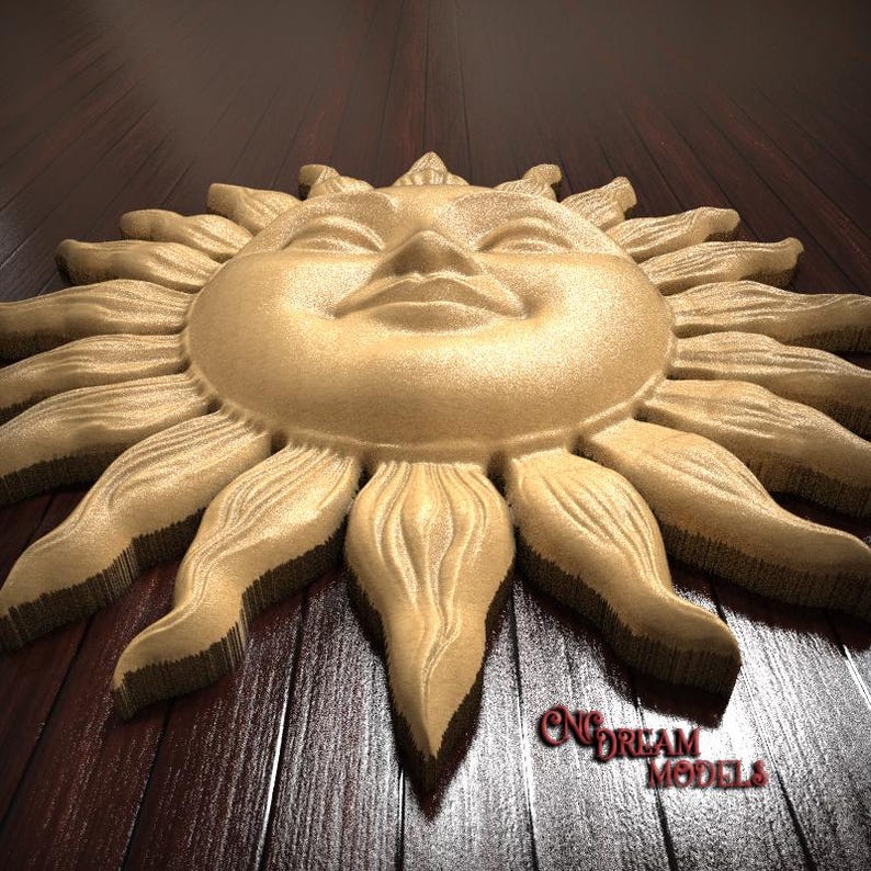 Sunshine 3D Relief STL File for CNC Router Carving or 3D Resin Printing ...