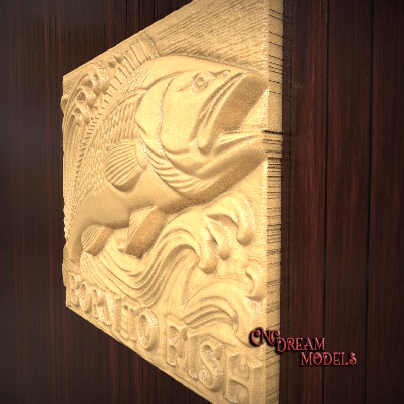 Born to Fish 3D Relief STL File for CNC Router Carving or 3D Resin ...