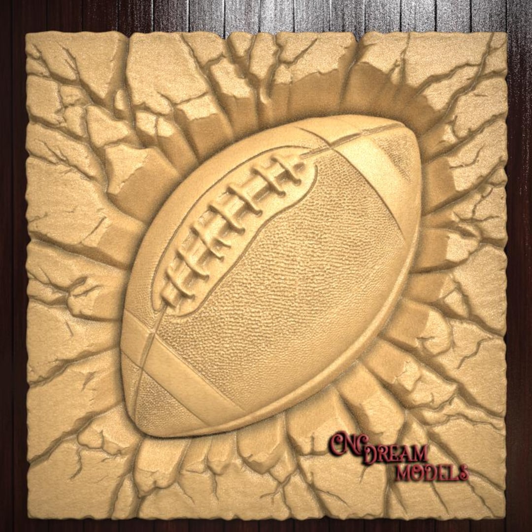 Football 3D Relief STL File for CNC Router Carving or 3D Resin Printing ...