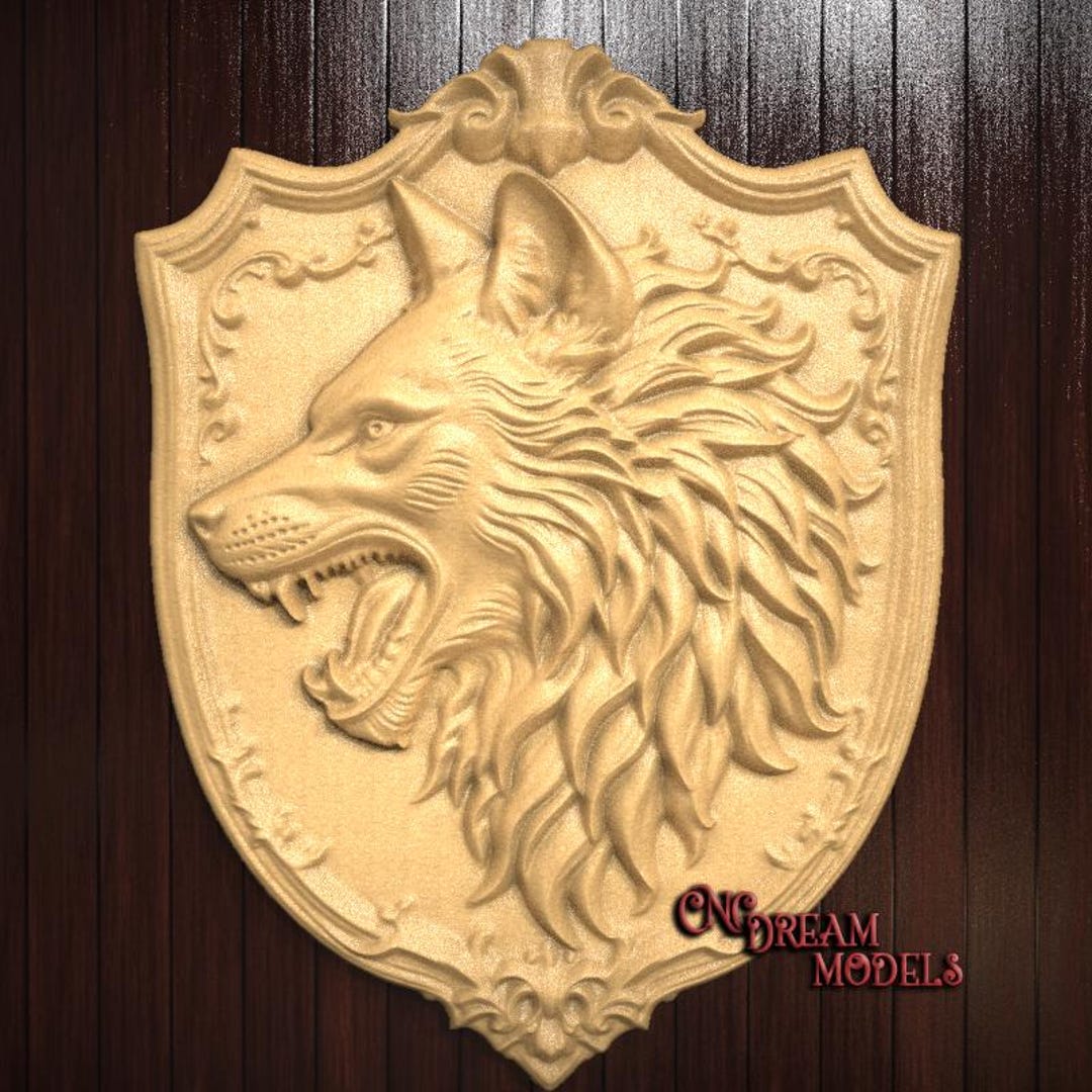 Wolf Crest 3D Relief STL File for CNC Router Carving or 3D Resin ...