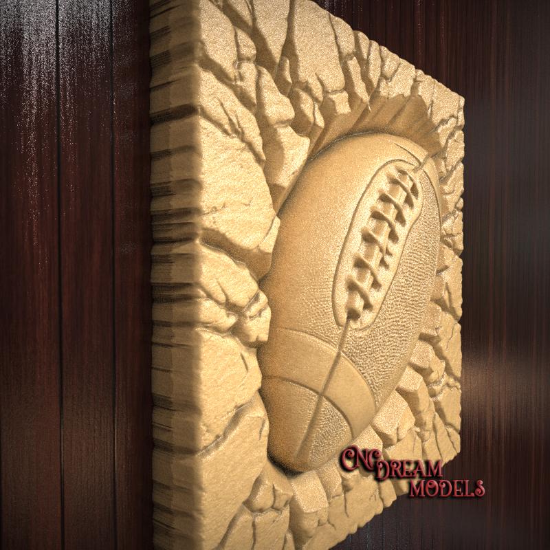 Football 3D Relief STL File for CNC Router Carving or 3D Resin Printing ...