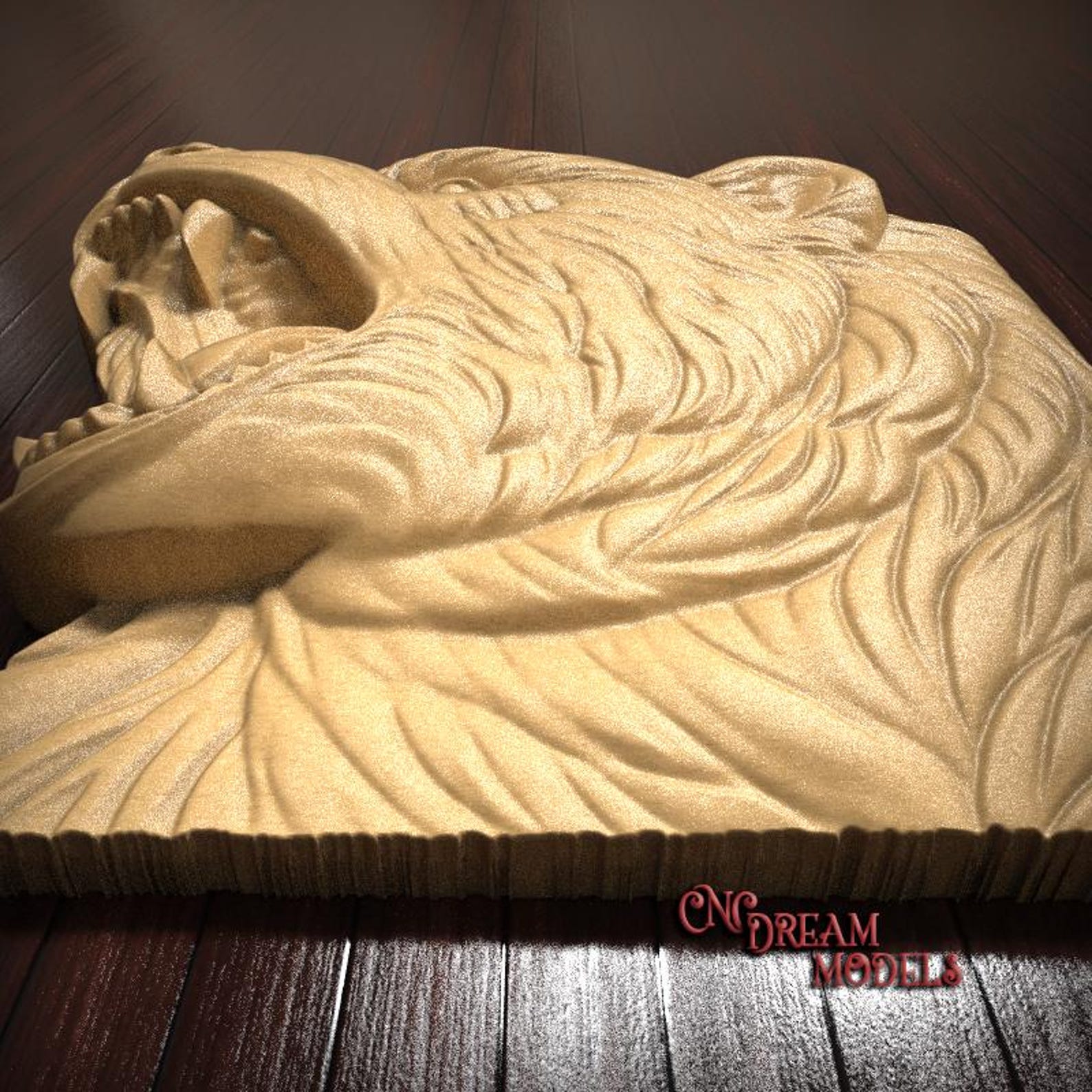 Roaring Bear 3D Relief STL File for CNC Router Carving or 3D Resin ...