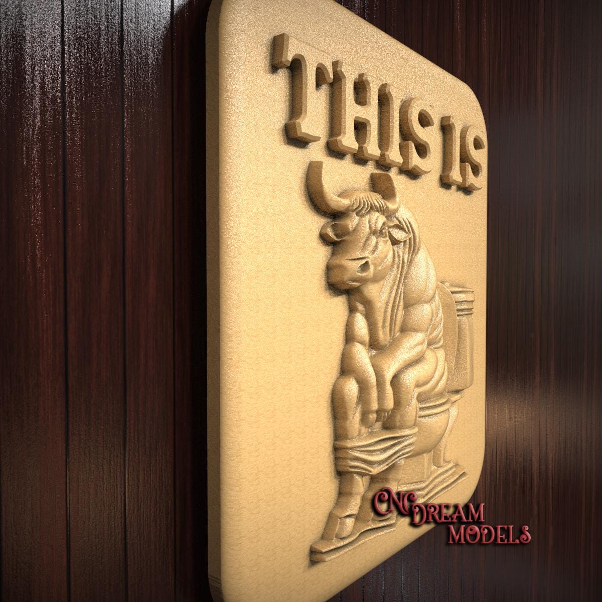 This is Bull, BS, Funny Bathroom Sign 3D STL Relief File for CNC Router ...