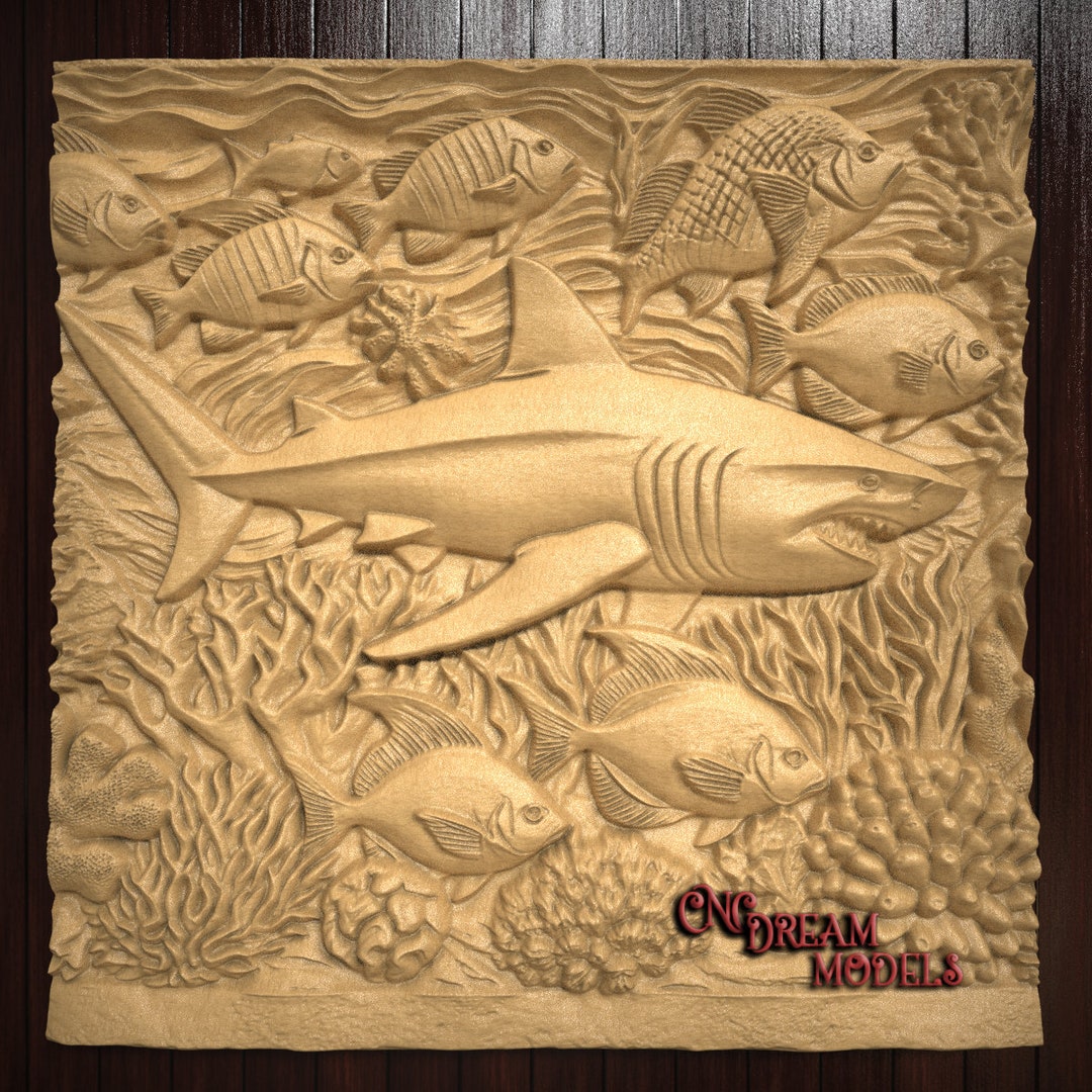 Shark | Underwater Scene | CNC Router Carving File | STL File for Cnc ...