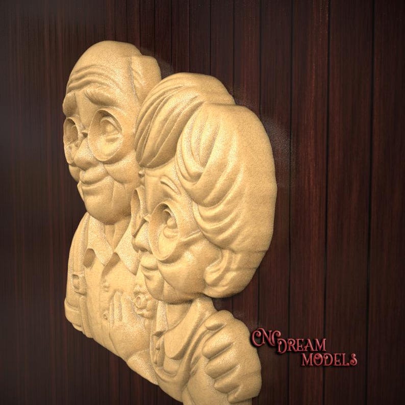 Adorable Elderly Couple 3D Relief STL File for CNC Router Carving or 3D ...