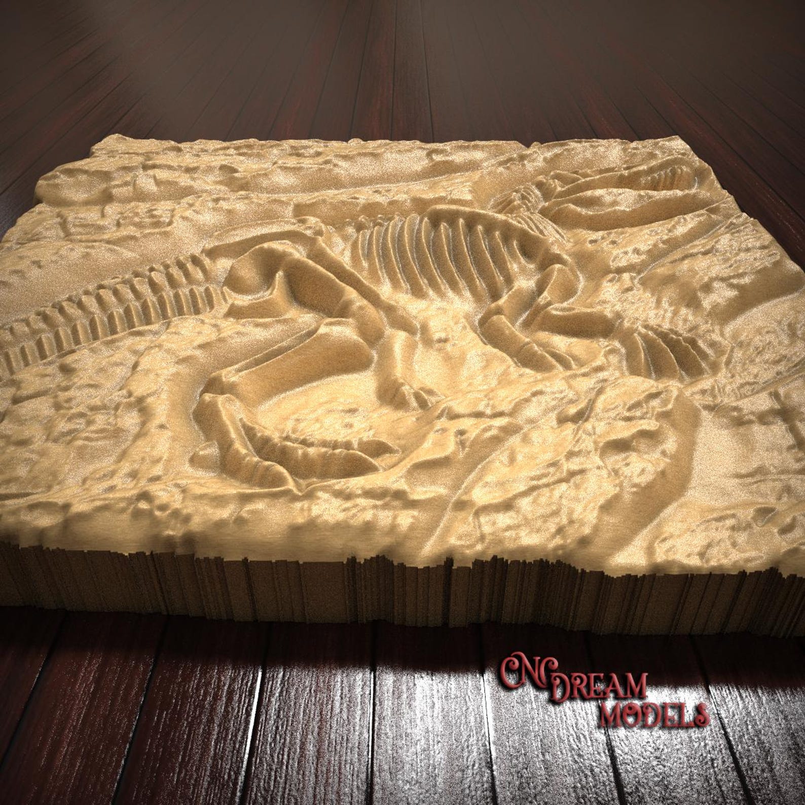 Dinosaur Fossil Relief 3D STL File for CNC Router Carving or 3D Resin ...