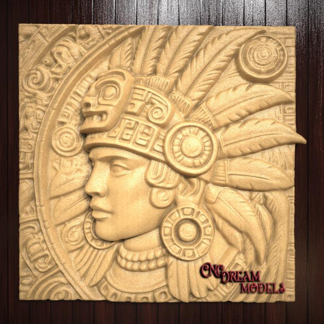 Aztec Warrior Princess 3D Relief STL File for CNC Router Carving or 3D ...