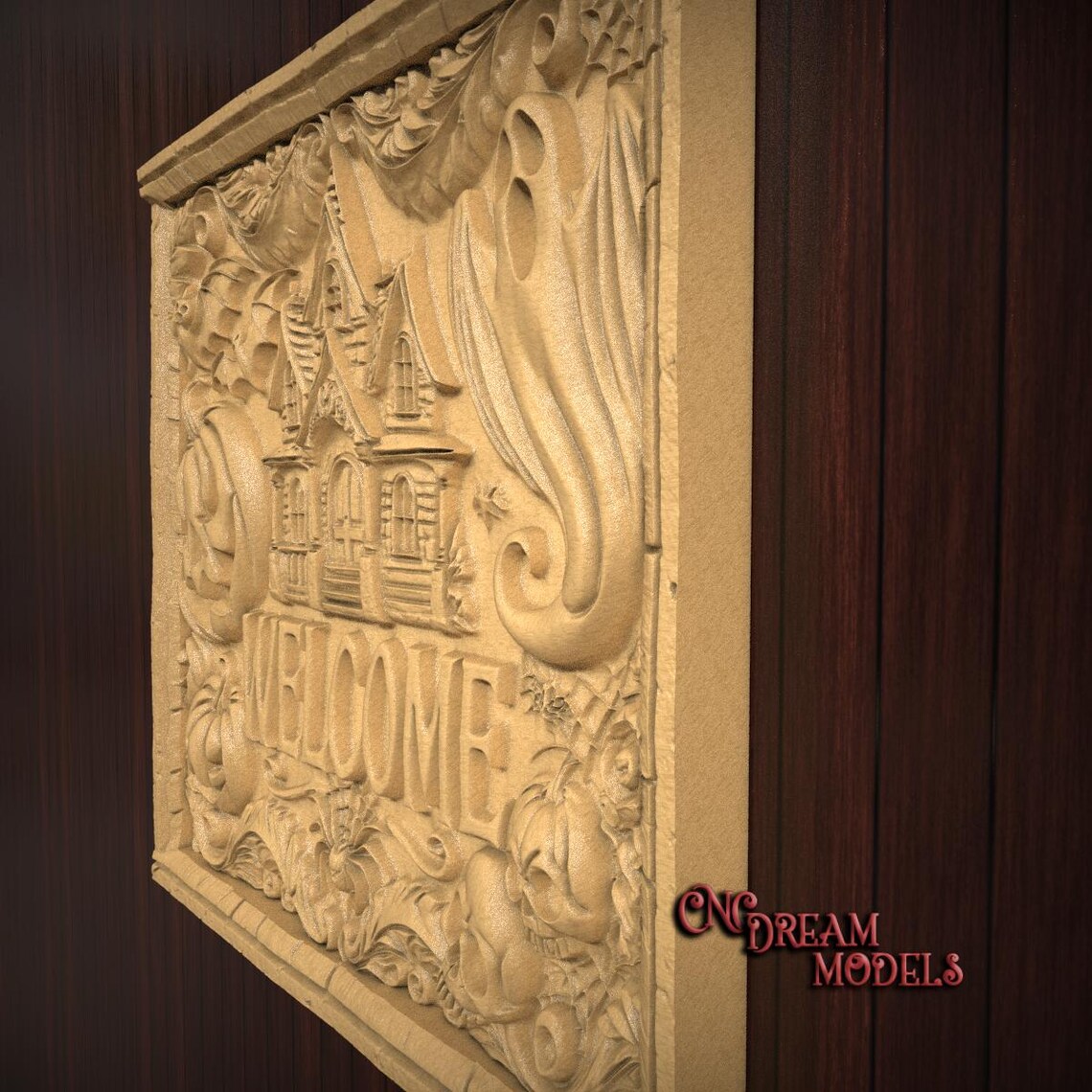 Scary Halloween Welcome Sign | 3D Relief STL File for CNC Router ...