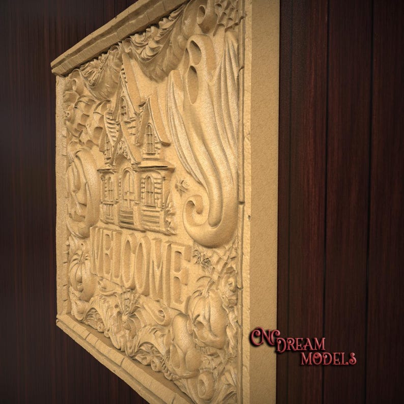 Scary Halloween Welcome Sign | 3D Relief STL File for CNC Router ...