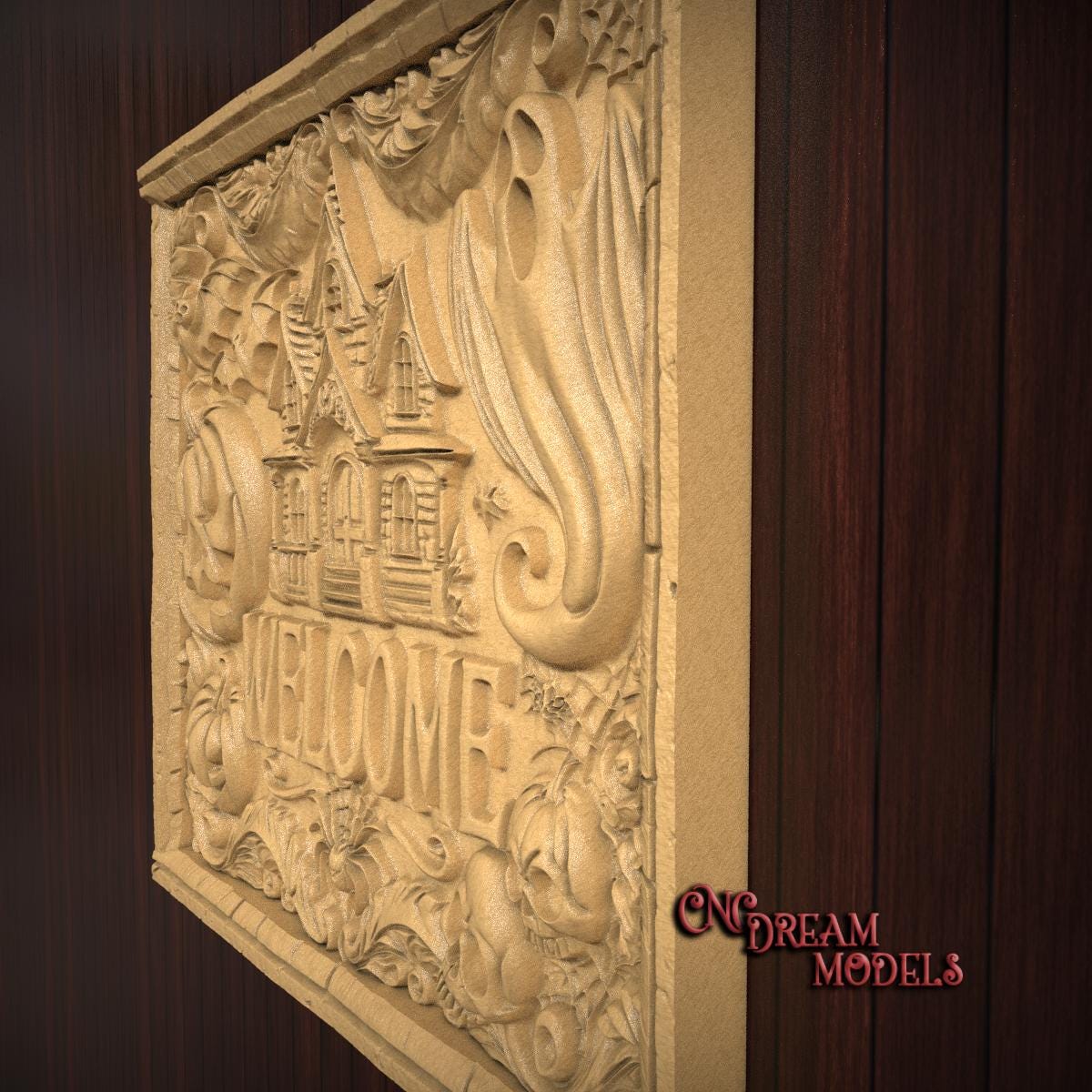 Scary Halloween Welcome Sign | 3D Relief STL File for CNC Router ...