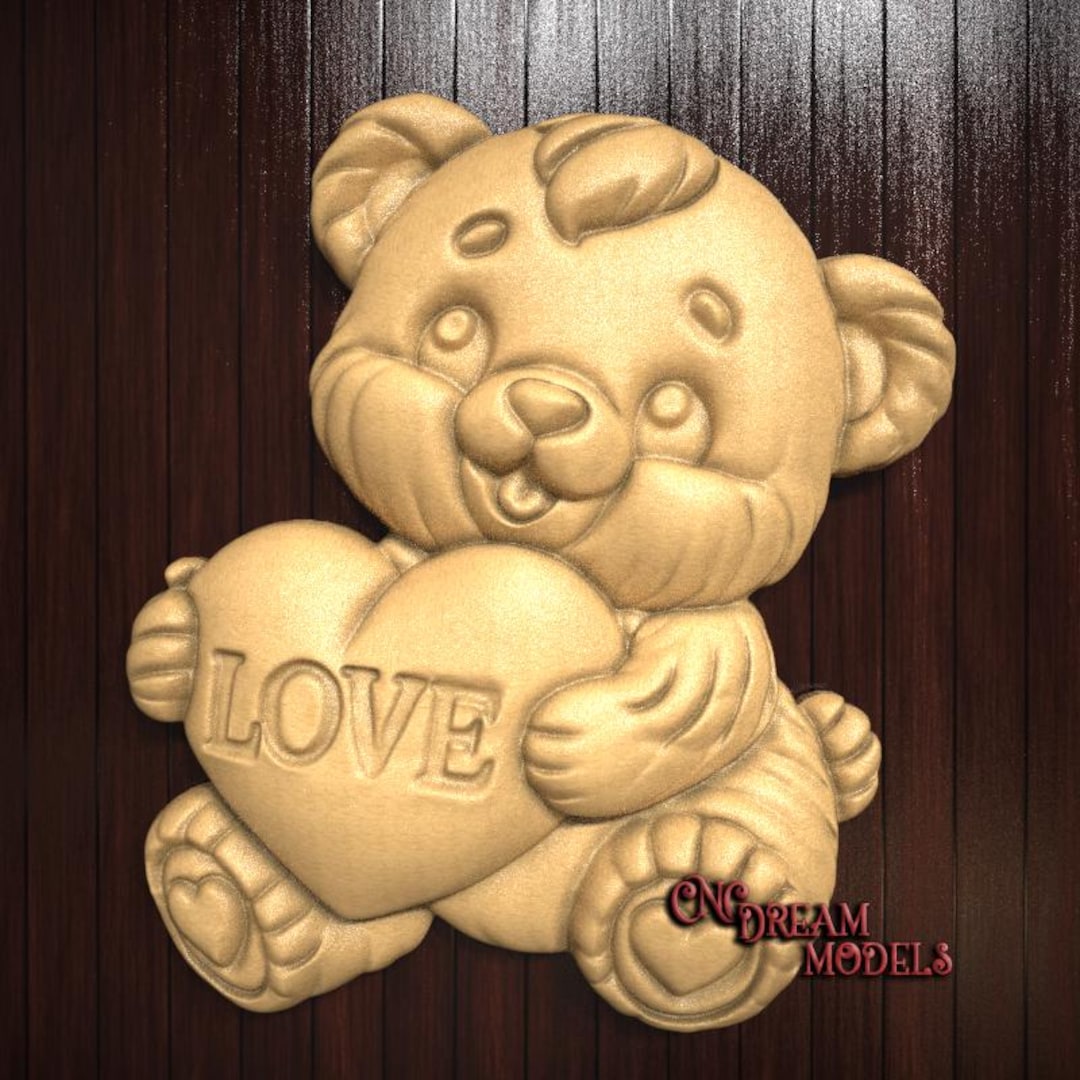 Cute Teddy Bear 3D Relief STL File for CNC Router Carving or 3D Resin ...