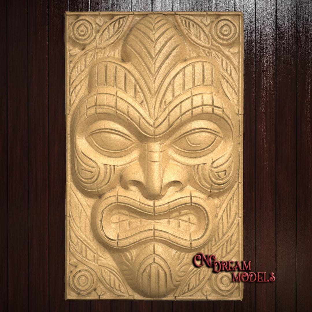 Tiki Mask | 3D Relief CNC Router Carving File | STL File for Cnc ...
